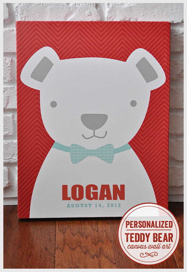 Personalized Teddy Bear Canvas Wall Art - Vicky Barone