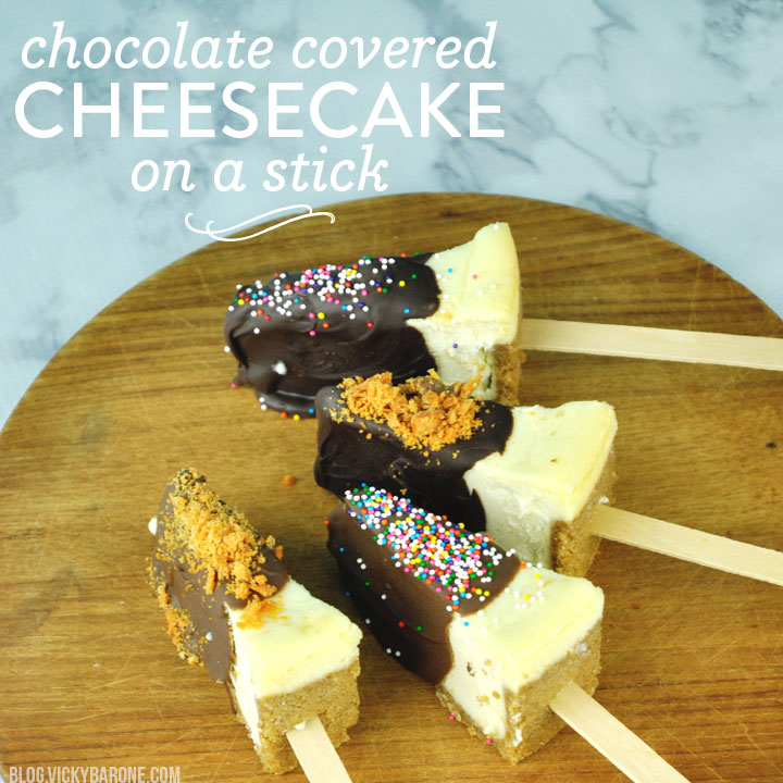 Chocolate Covered Cheesecake on a Stick